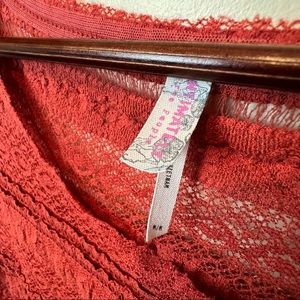 Free People | Dresses | Free People Dark Orange Top Crochet Full Lace ...